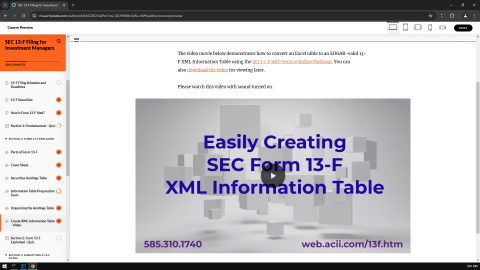 SEC Form 13-F Web-based Training - Self-paced Online | Call/Text 585 ...